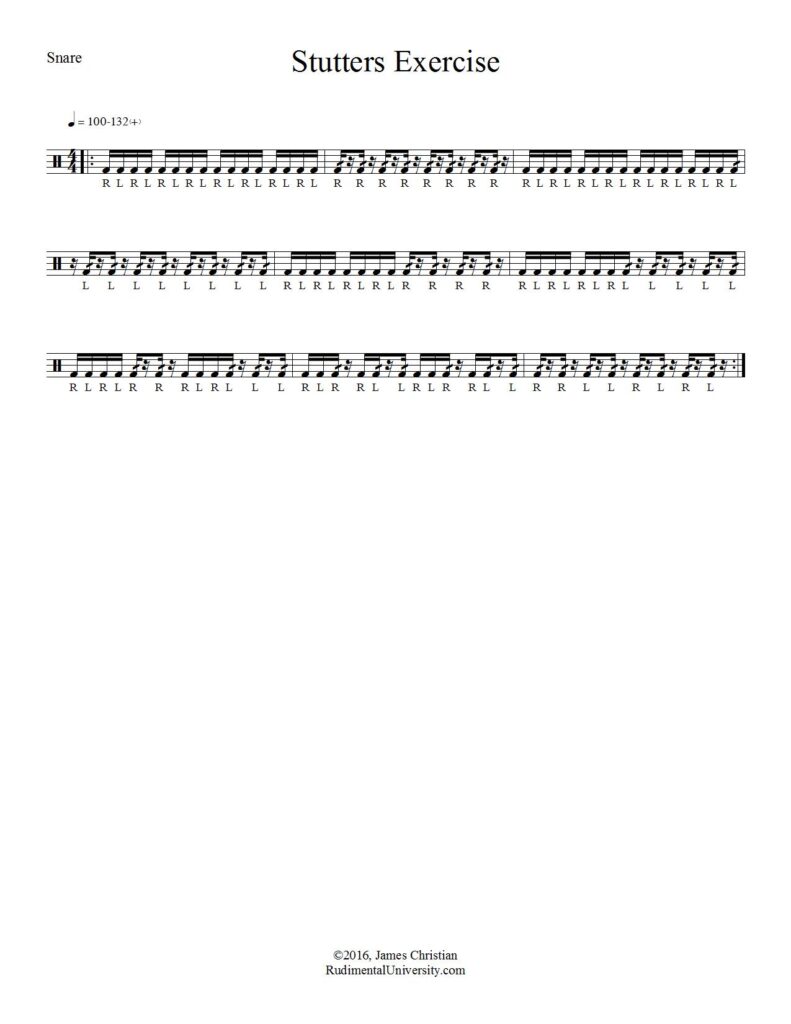 Snare Exercise: Stutters - Rudimental University Press