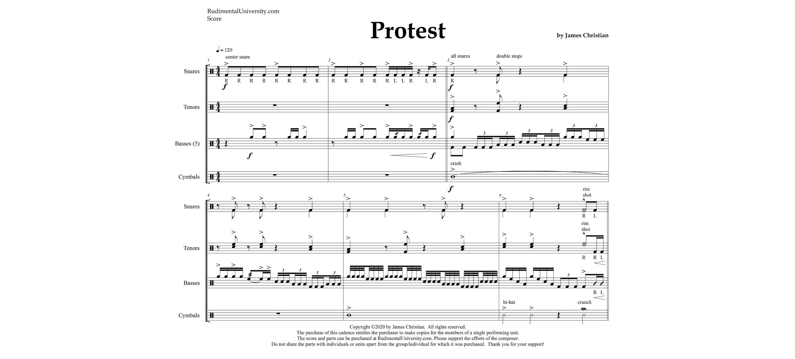 Protest - Drum Line Cadence - Rudimental University Press